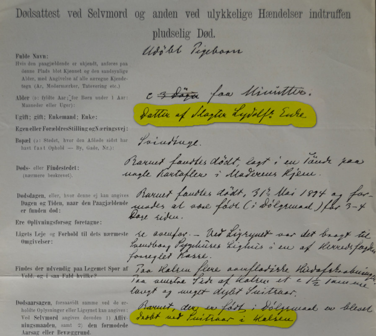 Barnemordet i Svindinge | Dødsattester